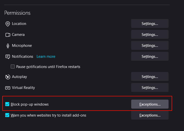 Allowing pop-up windows for VIPcontrol - VentraIP