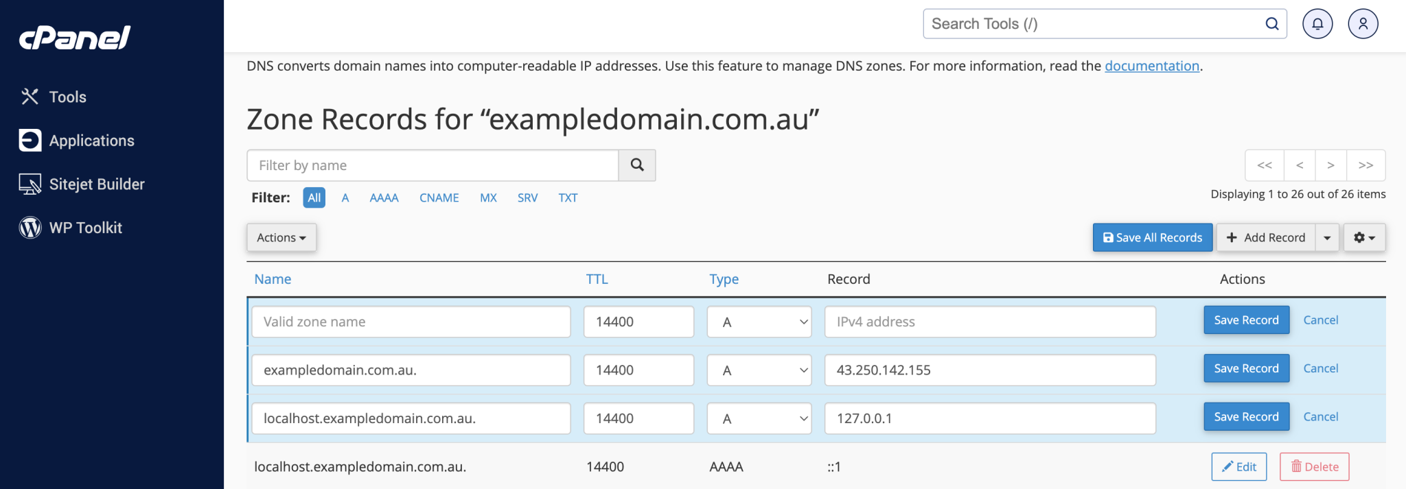 Adding, removing, and managing DNS records in cPanel - VentraIP