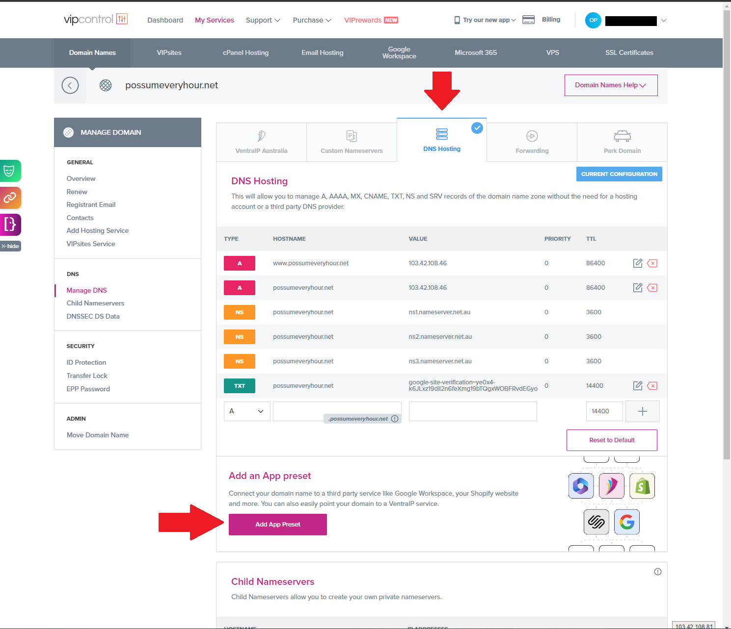 Adding the MX records required for VentraIP Business Email Hosting ...