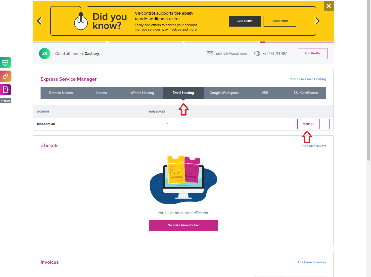 Upgrade Email Hosting Service - VentraIP