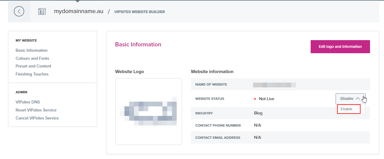 How to publish or unpublish your VIPsites website - VentraIP